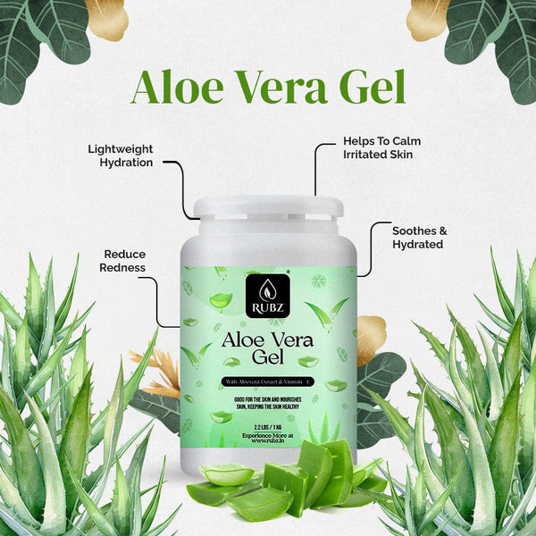 Rubz 100% Pure Natural Aloe Vera Gel 1 Kg | Transperant Gel for Skin,
