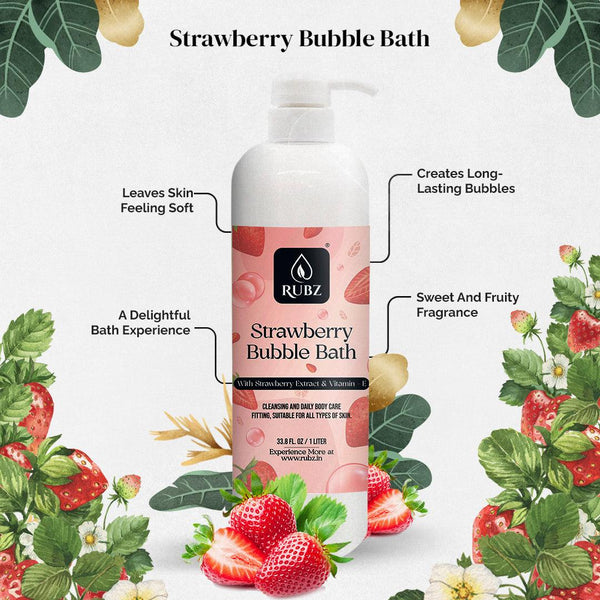 Strawberry Bubble Bath - 5 Litre | with 500ml Refillable Bottle – Rubz