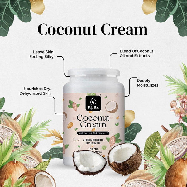 Rubz Coconut Cream 5kg with 200gm Refillable Jar| Enriched with Coconu