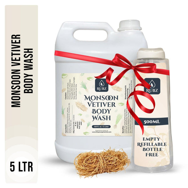 Rubz Monsoon Vetiver Body Wash Refill Pack 5L | Liquid Soap | Shower G
