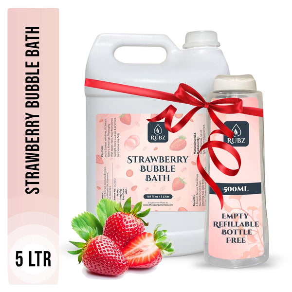 Strawberry Bubble Bath - 5 Litre | with 500ml Refillable Bottle – Rubz
