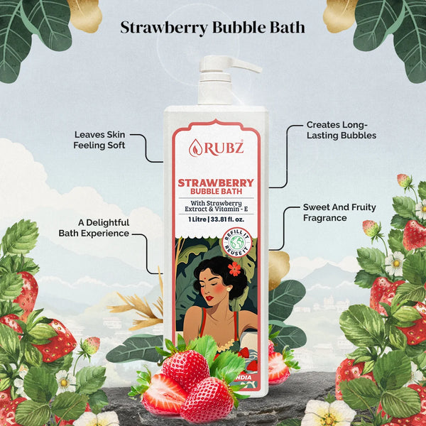 Buy Luxury Strawberry Bubble Bath with Essential Oils – India – Rubz
