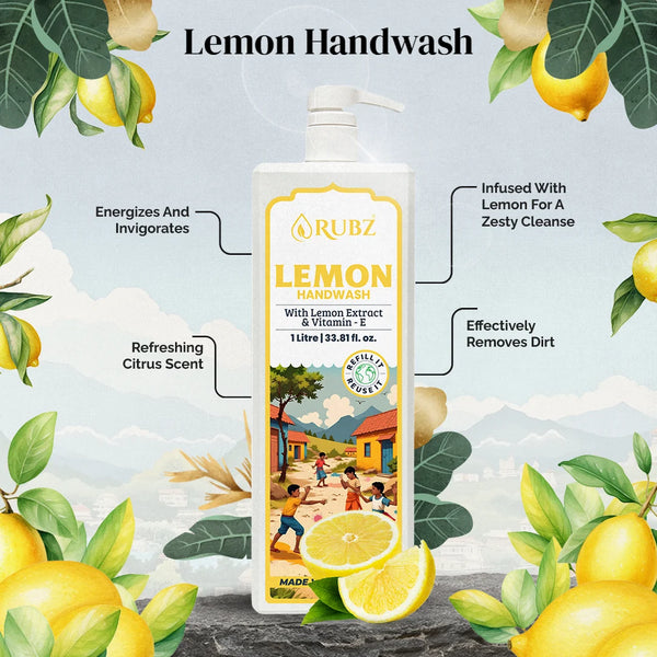 Natural & Herbal Lemon Handwash – Shop Online in India – Rubz