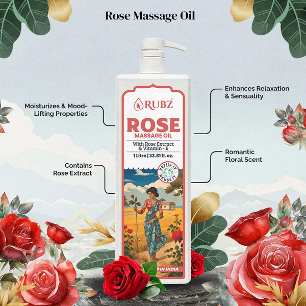 Rose Massage Oil for Full Body Glow – buy Online in India – Rubz